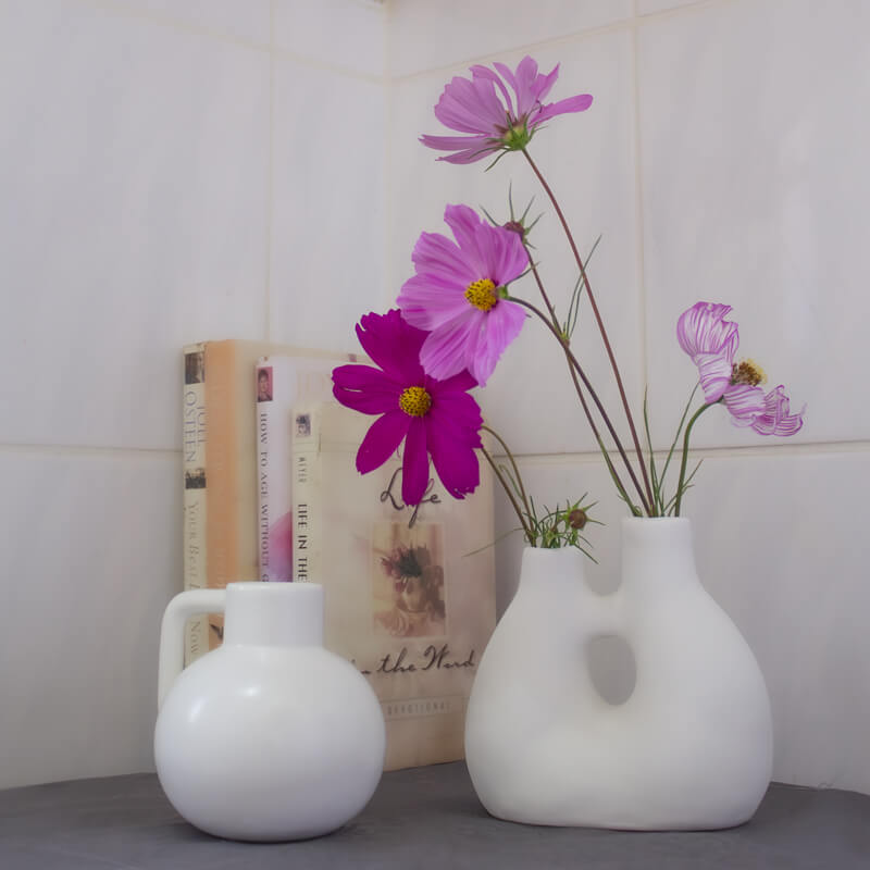 CERAMIC TWO HOLE VASE 14X8X14CM – Transnatal