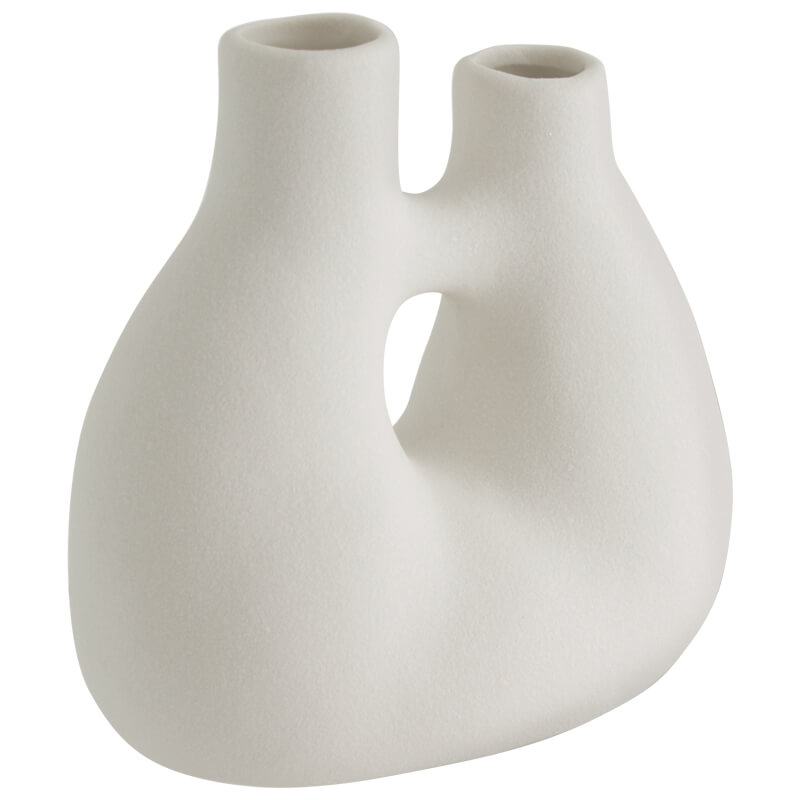 CERAMIC TWO HOLE VASE 14X8X14CM – Transnatal