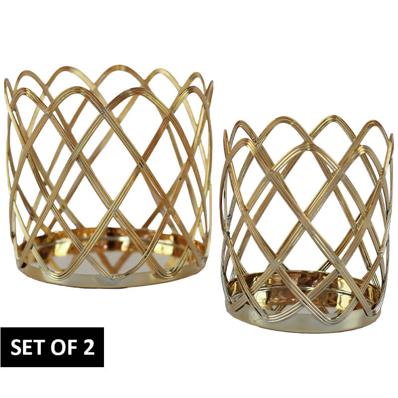 GOLD WEAVE VOTIVE SET/2 7CM/8CM – Transnatal