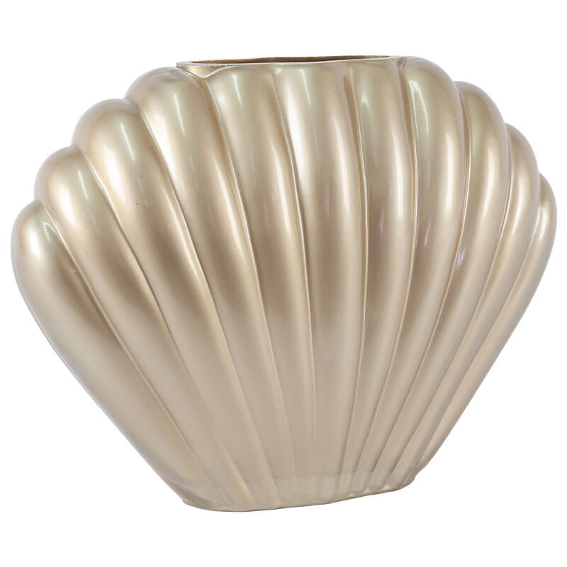 SHELL VASE 22CM METALIC CHAMPAGNE – Transnatal