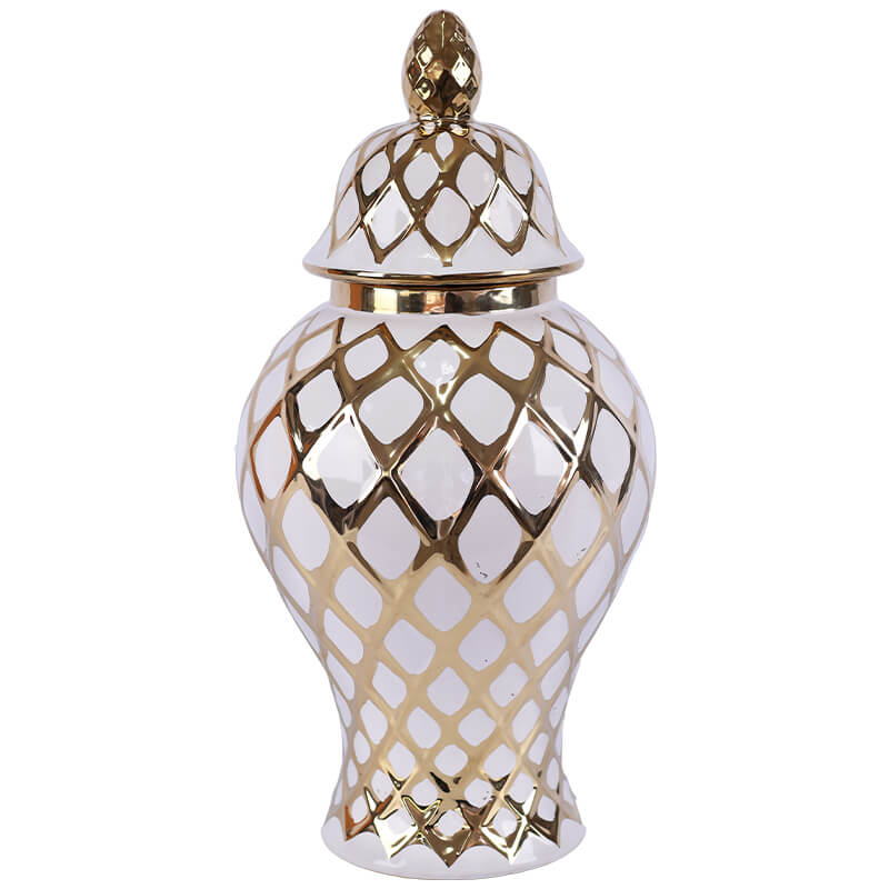 GOLD/WHITE DIAMOND GINGER JAR/LID – Transnatal