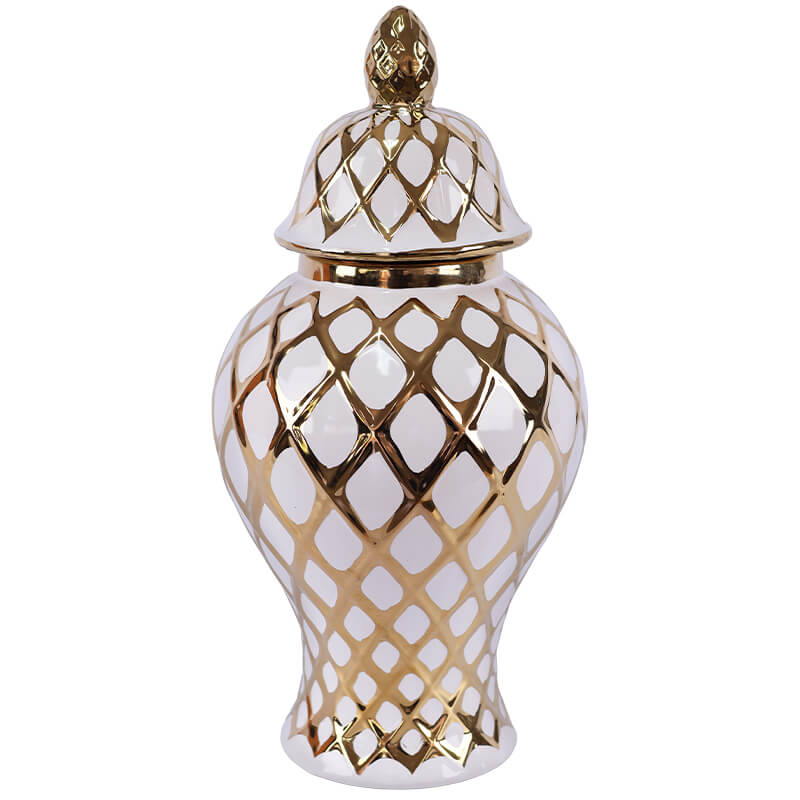 GOLD/WHITE DIAMOND GINGER JAR/LID – Transnatal