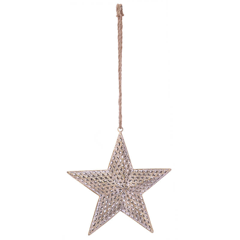 GOLD/WHITE STAR DECOR 30CM – Transnatal