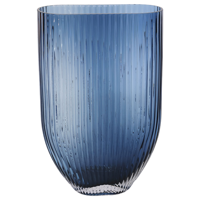 FLUTED BLUE OVAL VASE 30CM – Transnatal