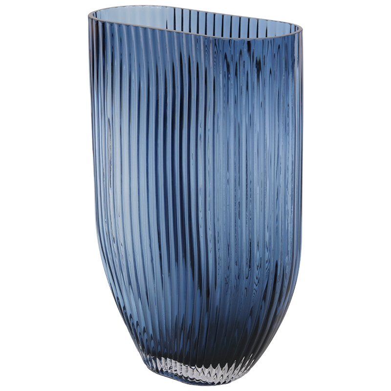 FLUTED BLUE OVAL VASE 30CM – Transnatal