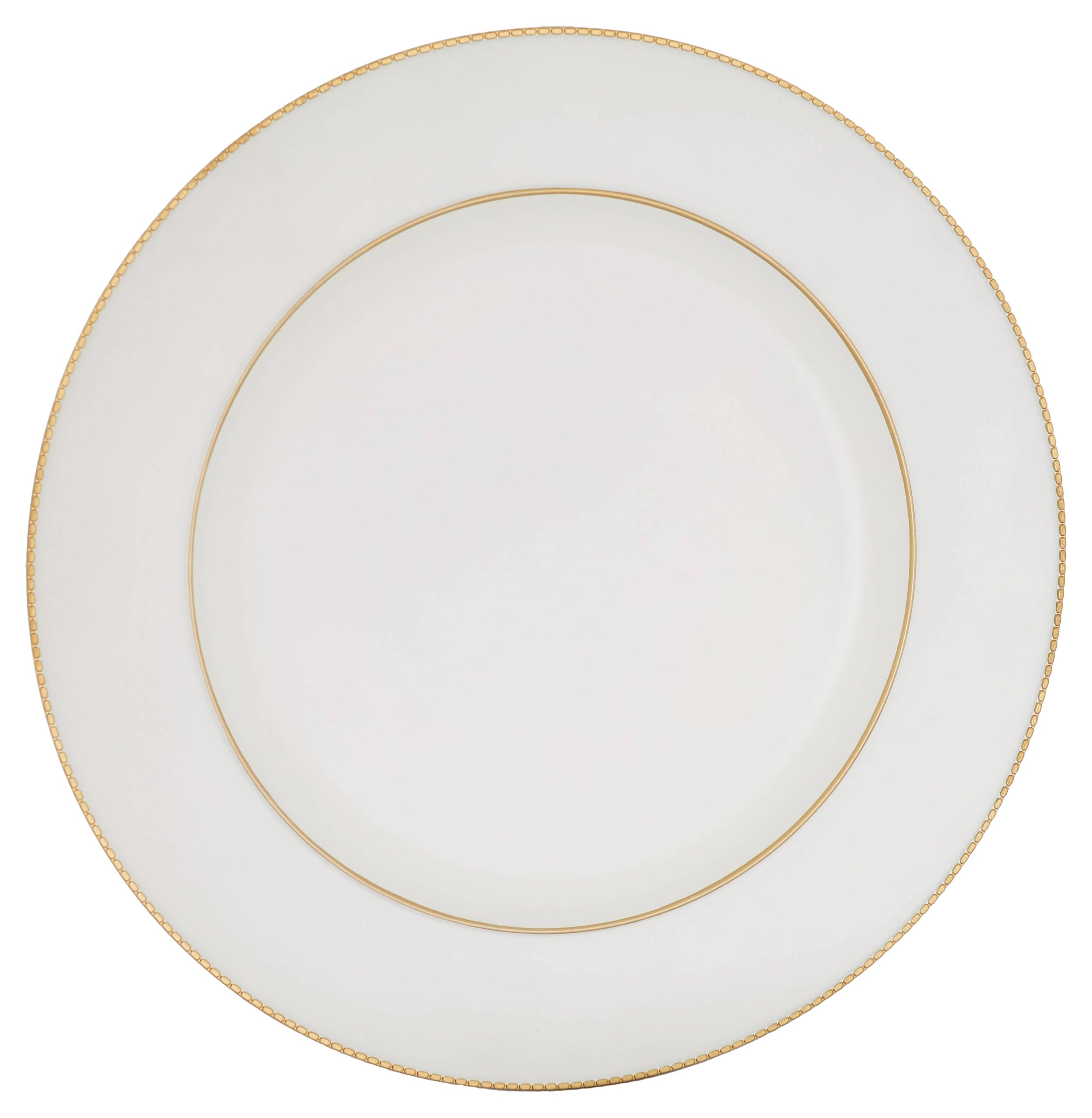 WHITE UNDERPLATE GOLD RIM 33CM – Transnatal