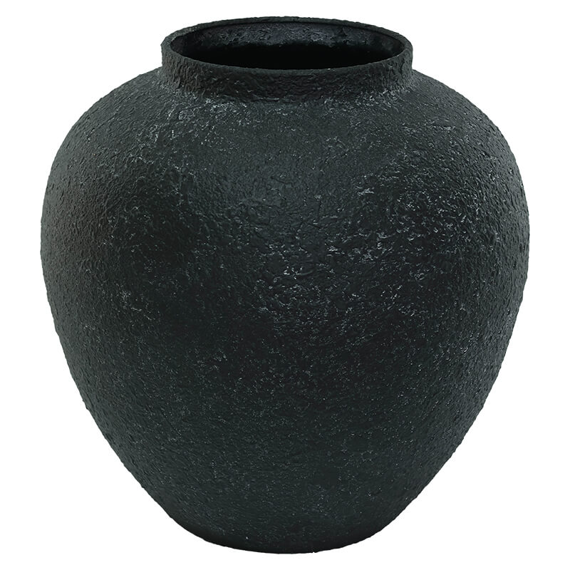 HARU BLACK TEXTURED VASE 29CM – Transnatal
