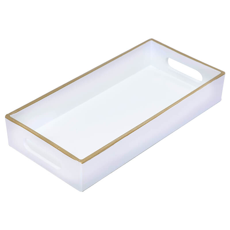 WHITE/GOLD RECT TRAY 24X12X4CM – Transnatal