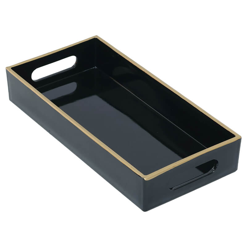 BLACK/GOLD RECT TRAY 24X12X4CM – Transnatal