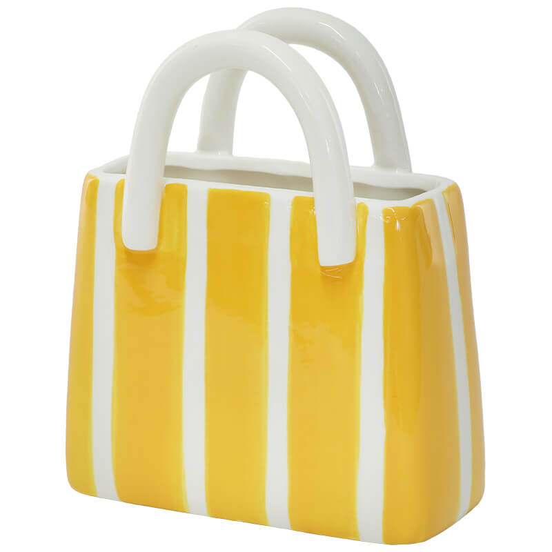 YELLOW STRIPE BAG VASE 18CM – Transnatal