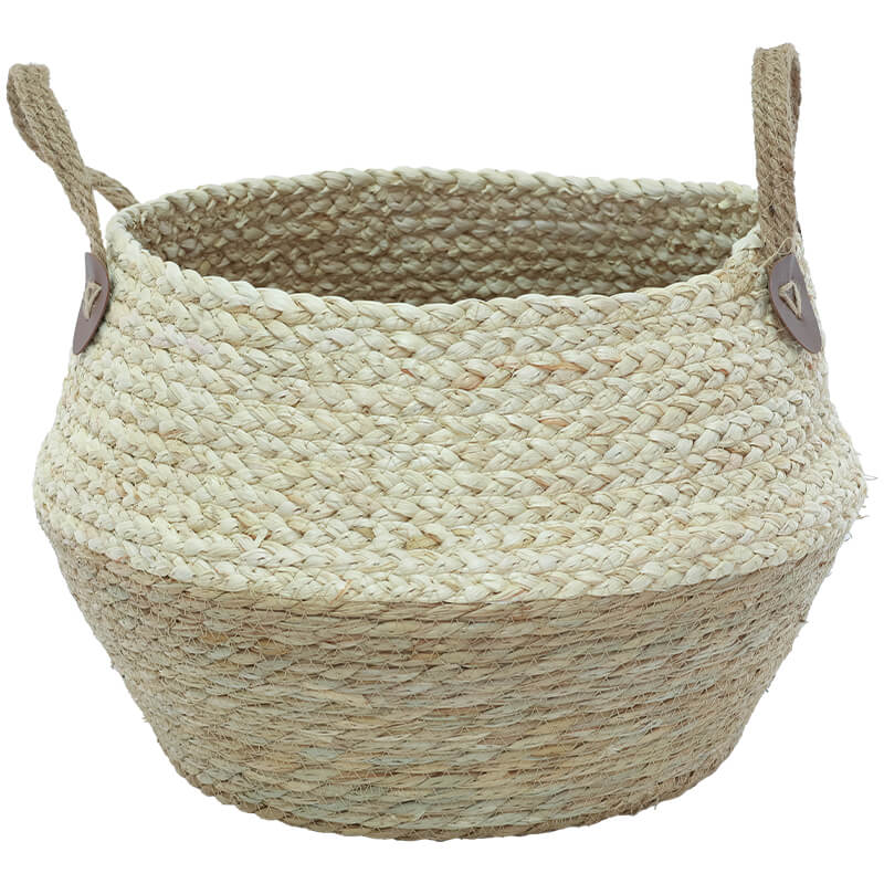 WOVEN DECOR BASKET LARGE BEIGE – Transnatal